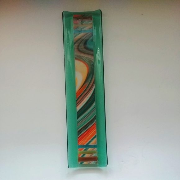 sandra kaye | Dining | Sandra Kaye Studios Signed Art Glass Green Fused ...